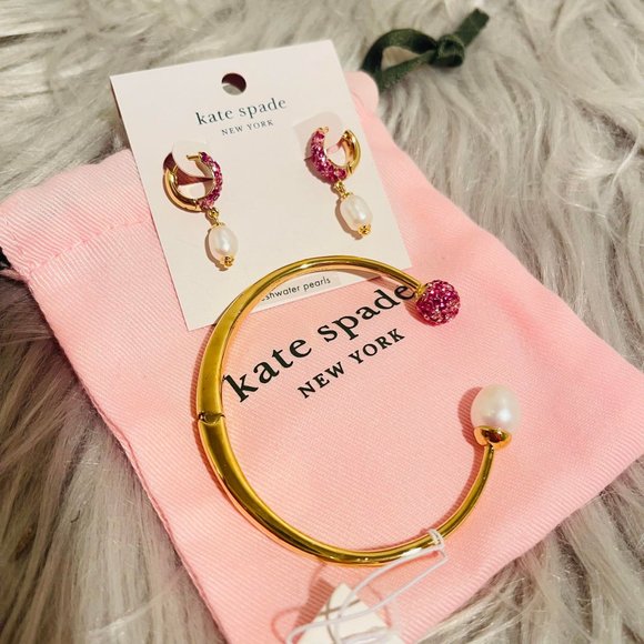 kate spade | Jewelry | New Kate Spade Pearl Power Flex Cuff And Pave ...